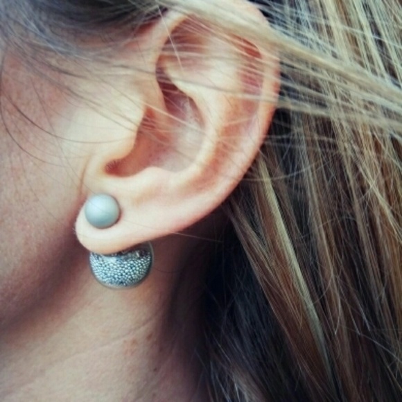 Jewelry | Double Faced Beaded Ball Back Earrings Silver | Poshmark